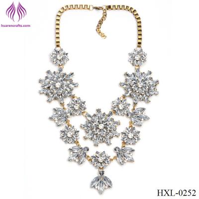 China Charm Jewelry Crystal Pearl Flower Bib Choker Statement Necklace women gift for sale