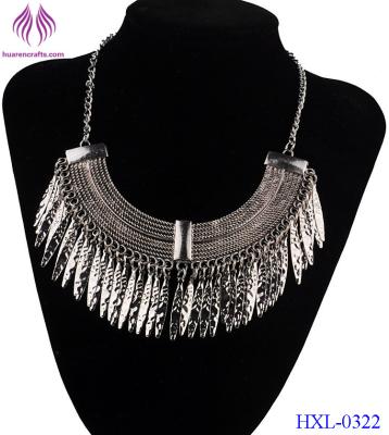 China Anitque Chunky Collar Necklace Vintage Tassel Pendant Fashion Jewelry for sale
