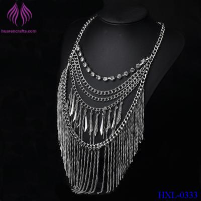 China Fashion Jewelry layer chain statement tassel necklace for sale