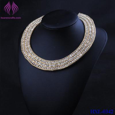 China Hot Women Charming Multi Layer rhinestone Choker Necklace Statement Bib Collar for sale