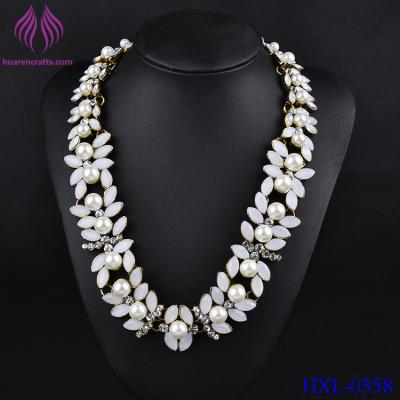 China Elegant White Pearl Flower Sweater Chain Long Necklace Jewelry for sale