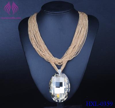 China Women's gold Chain clear Crystal Necklace Pendant Lady's Fashion Jewelry for sale