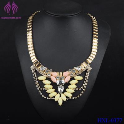 China New Fashion gemstone choker necklace wide chain for sale
