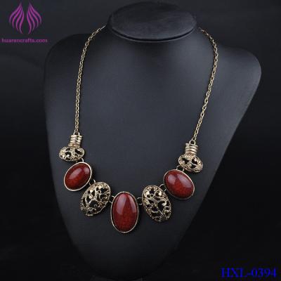 China Fashion jewelry chunky beaded stone necklace for sale