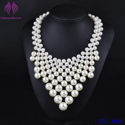 China Fashion Luxury Multiple Layer Pearl Necklace For Women Chunky Statement for sale