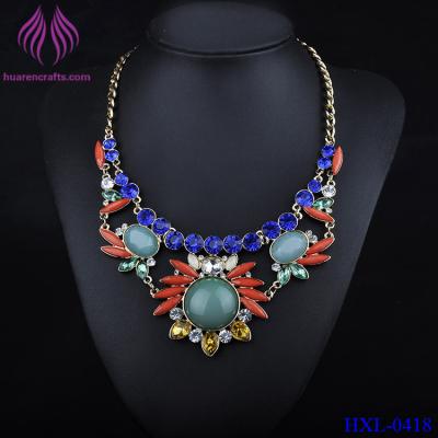 China Fashion jewelry round gemstone choker statement collar necklace for sale