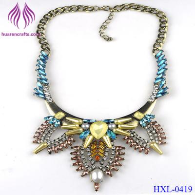 China Fashion jewelry heavy color crystal choker necklace for sale