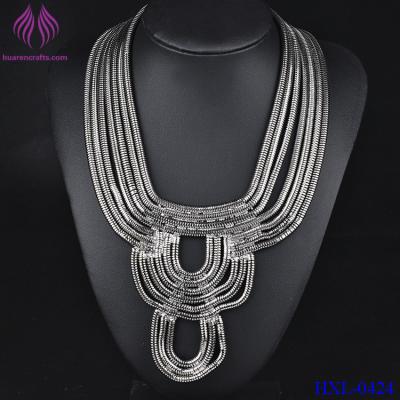China Bohemian Necklace Vintage Design Multi-layer Alloy Chock Necklace Chain Fashion Jewelry for sale