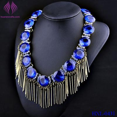 China Bohemian fringe necklace women Boho vintage crystal Long Tassel Chain Resin necklace for sale
