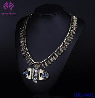 China Vintage Cheap Alloy Choker Necklace Antique Geometric Pendant Created Diamond Tribal Necklace Wholesale for sale