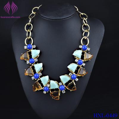 China New Women Jewelry resin stone Bib Chunky Choker Statement Collar Necklace for sale