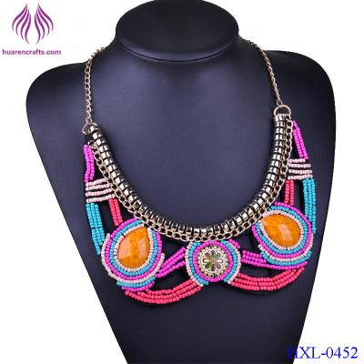 China Fashion jewelry Bohemian colorful Bead Bib Collar Statement Necklace for sale