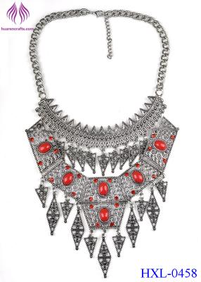 China Fashion Vintage Boho Bohemia Turkish Tassel Women Bib Long Collar Necklace for sale