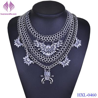 China Multi Layer Chain Necklace crystal flower Layered Chain Initial Necklace Woman for sale