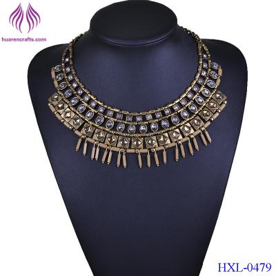China Hobo Fashion Jewelry bead tassel Chain Crystal Choker Chunky Statement Bib Necklace for sale