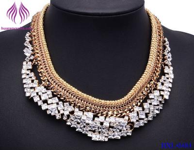 China Fashion Vintage Style layer chain Necklace glass crystal pendant for sale