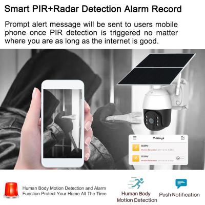 China Detecção de movimento PIR 4G PTZ câmera 2MP caixa de metal 20W painel solar câmera de segurança à venda