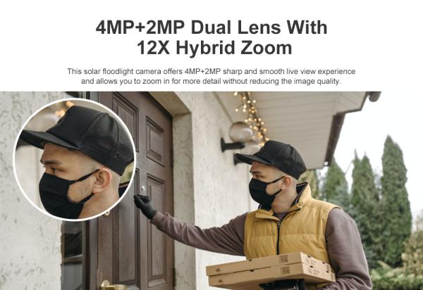 6MP Batterij Beveiligingscamera Dual Lens APP Controle IP65 Waterdicht