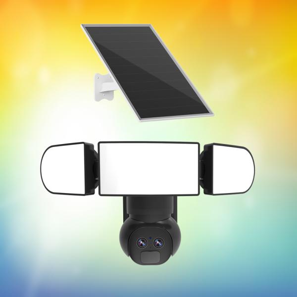 6MP Batterij Beveiligingscamera Dual Lens APP Controle IP65 Waterdicht