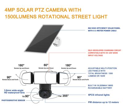 China Wireless Solar Floodlight Camera 1500 Lumens 4MP 4G 3G Cellular Solar Security Camera for sale