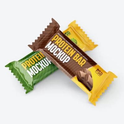 China Disposable Customized Printed Chocolate Bar Mylar Bag 3 Sides Sealed Plastic Packaging Bag Flat Candy Pouch Protein Bar for sale