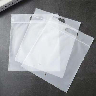 China Customized Thickness Shoes Packaging Bag Various Plastic Handle Ziplock Translucent Frosted CPE Bag with Logo Printing for sale