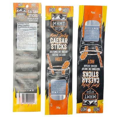 China PE Material Customized Flat Beef Jerky Packaging Bag 18 oz Plastic Food Bag Clear Window Packaging Pouch for Beef Jerky for sale
