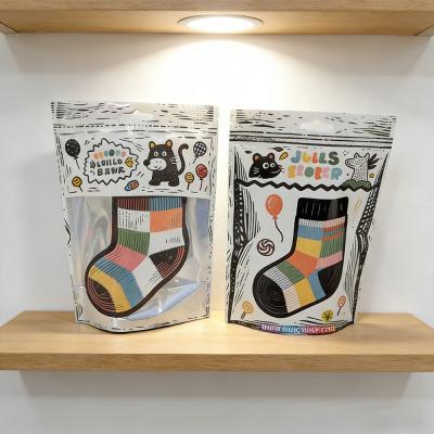 China Stand Up Pouch Zipper Top Custom Print Ecofriendly Degradable Recyclable PE Material Laminated Composite Bag for Socks Underwear for sale