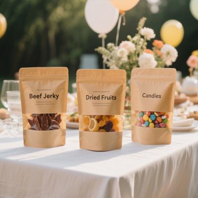 China Custom Order Digital Printing Service Provided Food Packaging Paper Standpouch Snack Candy Packaging Biodegradable Paperbag Window for sale