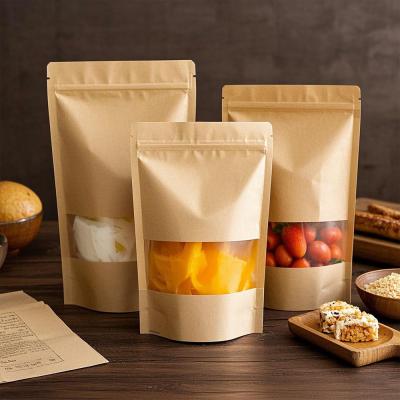 China Food Industrial Classic Style Customized Kraft Paper Bag Zip Lock for Various Dried Fruits Self Standing Resealable Packaging for sale
