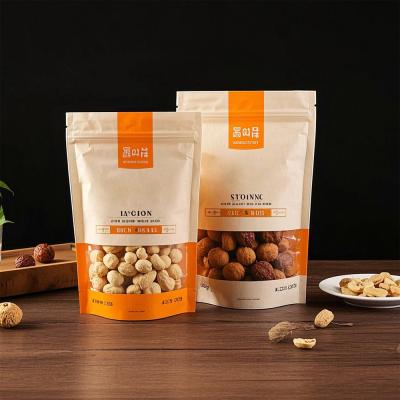 China Classic Style Kraft Paper Bag Custom Order Self Supporting Zip Smell Proof Packaging Designed for Dried Fruit Candy Snack for sale