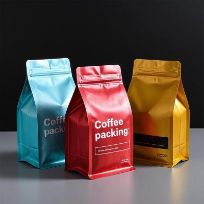 China Zipper Lock Custom Logo Printed Mylar Stand Up Bags Smell Proof Aluminum Foil Bottom Recyclable Reusable Coffee Bean Plastic Bags for sale