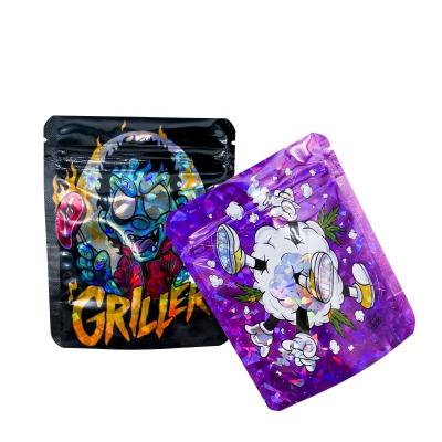 China Sugar Custom Printed 3.5g Small Stand Up Pouch Smell Proof Zipper Bag Recyclable Food Packaging Mylar Bag Accepted Logo Plain for sale
