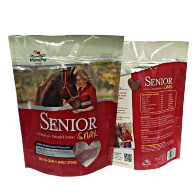 China Gravure Printing Custom Standing Pouch PET VMPET PE Material Structure Resealable Packaging Bag Clear Window Horse Feed for sale