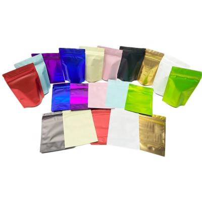 China Custom Order Zipper Bag Plain Mylar Bag Holographic Packaging Bag Glossy Child Proof Zipper Flower Packaging 3.5g 7g 28g for sale