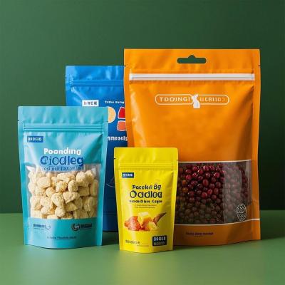 China PET VMPET PE Material Structure Aluminum Foil Bag Recyclable Matte Finish Stand Up Zipper Pouch Compostable Snack Bags for sale
