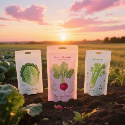 China Gravure Printing Moisture Proof Reusable Sealed Plastic Bag Customized Logo for Agricultural Crops Cabbage Green for sale