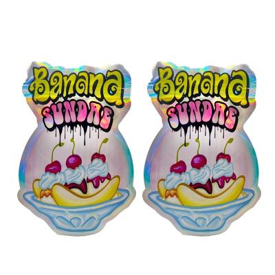 China PET VMPET PE Material Customized 35g Shape Bag Hologram Standing Pouch Zip Lock Die Cut Mylar Bags Box Gummy Flower Packaging for sale