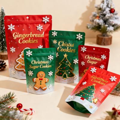 China Gravure Printing Food Grade Christmas Pattern CMYK Embossing Hotstamping Laminated Plastic Packaging Bag Various Flavors for sale