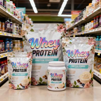 China Custom Size Accepted Foodgrade Whey Protein Powder Packaging Full Color Print Moisture Proof Ziplock Flat Bottom Aluminum Foilbag for sale