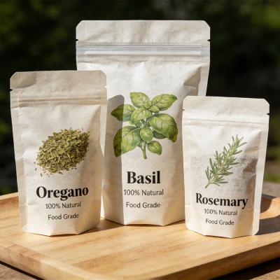 China Custom Recyclable Food Grade Spice Bags with Stand-up Ziplock for Export Compliant Packaging for sale