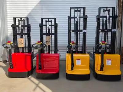China Adjustable Fork Walking Electric Stacker 2 Ton 3500mm Straddle Leg Hydraulic Pallet Lift Forklift Stacker for sale
