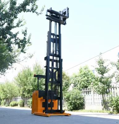 China 3-way Forklift Very Narrow Aisle Lifter 1000kg 1500kg Electric Stacker High Lifting Reach Truck for Warehousing Electric Forklift for sale