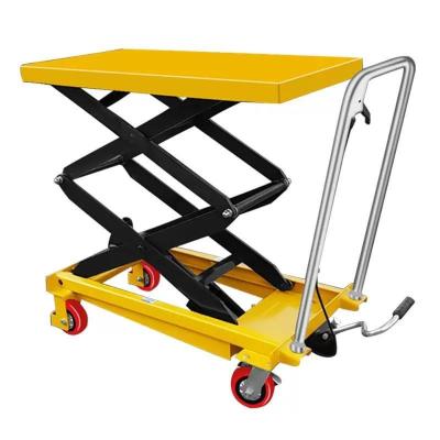 China Portable 300KG 500KG Manual Hydraulic Scissor Lift Platform Flatbed Trolley Mini Mobile Steel Material Shopping Storage Use OEM for sale