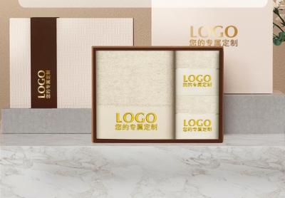 중국 선물 상자에 세 조각의 수건과 목욕 수건 세트 주문 인쇄 로고 그룹 구매 판매용