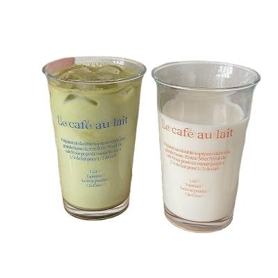Chine 350 ml Ins Mode Text Imprimer une tasse en verre pour une tasse d'eau rétro Une tasse de café glacé une tasse de jus de thé à vendre