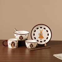 China Easter Occasion Vintage Rabbit Ceramic Tableware Set with UV Printing Techniques for sale