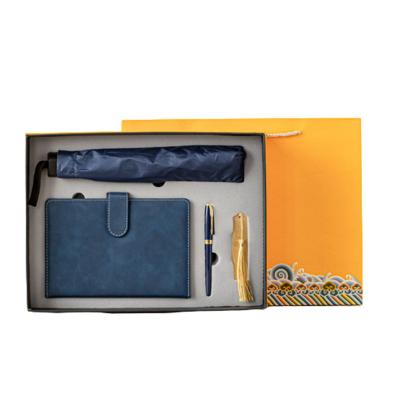 Chine Four Piece Business Gift Set Notebook Pen Marque de livre et parapluie avec logo personnalisé à vendre