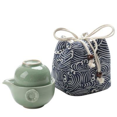 Chine Portable céramique gé fourneau invité rapide tasse un pot deux tasses Set de thé de voyage activité cadeau à vendre
