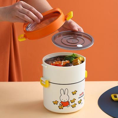 중국 듀플 레이어 휴대용 점심 상자 만화 무늬 둥근 벤토 상자 귀여운 디자인 판매용